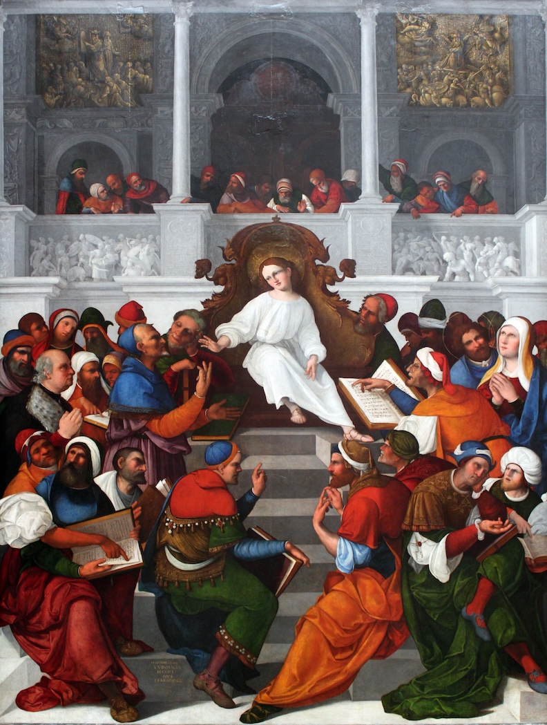 Twelve-year-old Jesus Teaching in the Temple by Ludovico Mazzolino ...